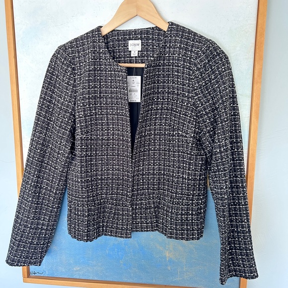 J. Crew | Jackets & Coats | Nwt Jcrew Tweed Collarless Jacket With ...